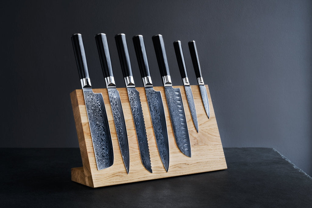 Knivblok - 7 knive | FSC-certificeret egetræ - Gratis levering